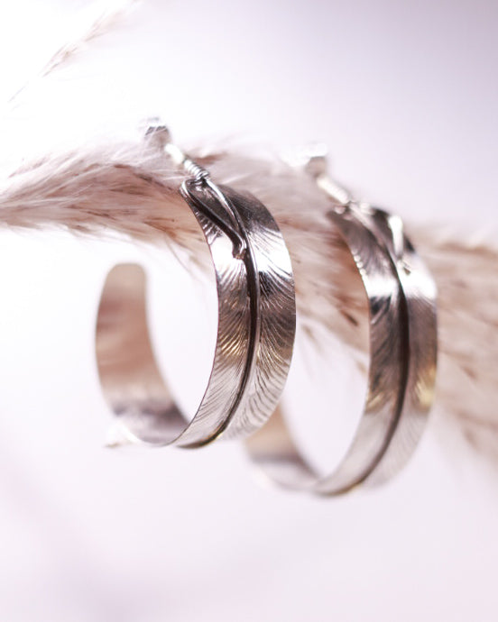 Sterling Feather Hoops – Smokin' Blues Turquoise